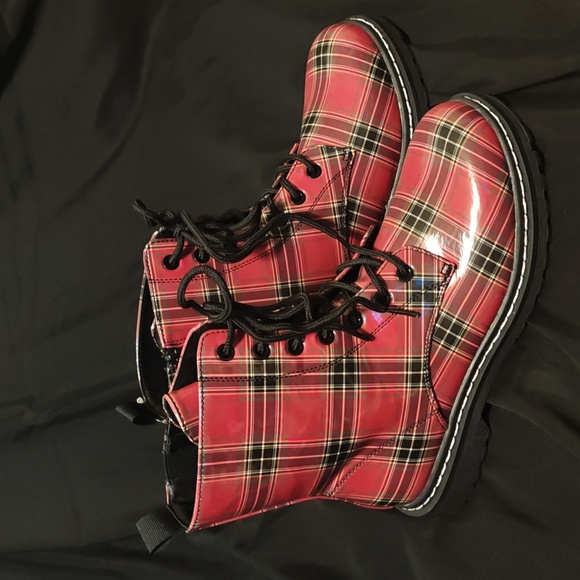 torrid | Shoes | Nwt Torrid Stevie Combat Boots Red Plaid Size | Poshmark